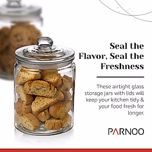 3 Pc 30oz Clear Glass Storage Jar with Lids - Airtight Food Jars - Glass Kitchen Containers for Pantry, Countertop