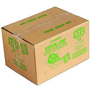 JT Eaton 122 Stick-Em Mouse Size Glue Trap - 4" x 3", Bulk Pack of 96, Indoor & Outdoor, Non-Toxic, No-Mess