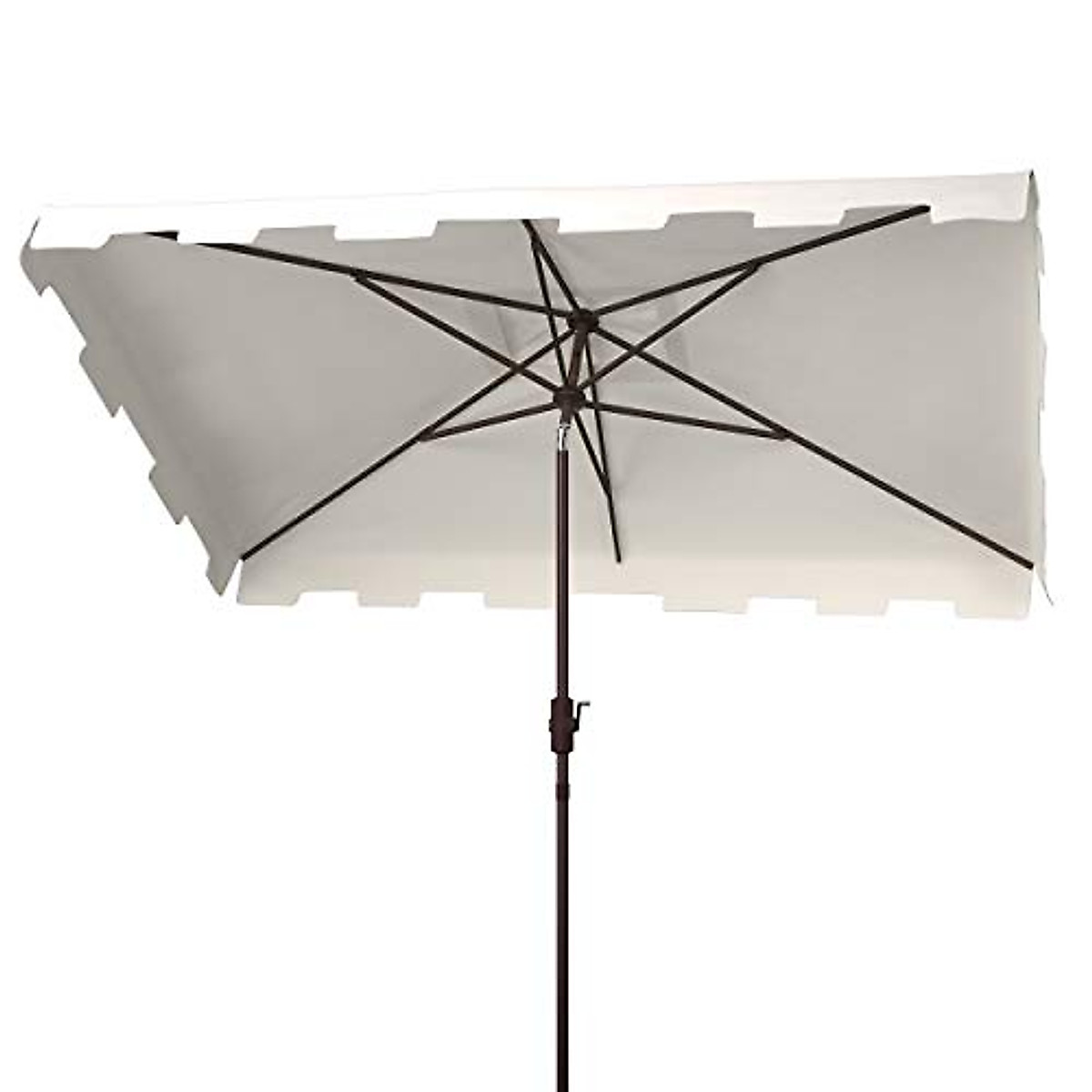 Safavieh PAT8300K Outdoor Zimmerman White 6'6" x 10' Rectangle Market UV Protected Umbrella