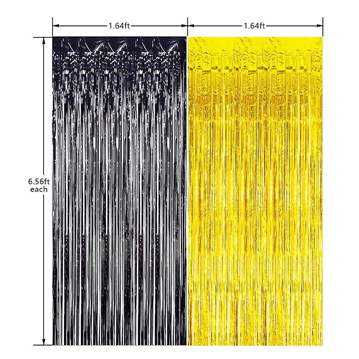 Black and Gold Fringe Fringe Backdrop, 2025 Graduation Tinsel Backdrop Gold Black Booth Streamers for New Year Birthday Wedding Disco Party Decorations (3 Pack)