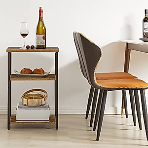 IBUYKE Side Table,3-Tier End Table, Industrial Nightstand Small Table with Storage Shelf, for Bedroom, Living Room, Hallway, Rustic Brown UTMJ402H