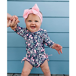 RuffleButts® Girls Pink Swim Bow Headband - One Size