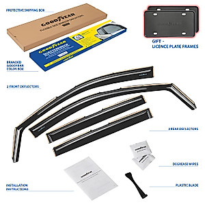 Goodyear Shatterproof in-Channel Window Deflectors for Ford Ranger 2019-2023 SuperCrew, Rain Guards, Window Visors for Cars, Vent Deflector, Car Accessories, 4 pcs - GY003449LP