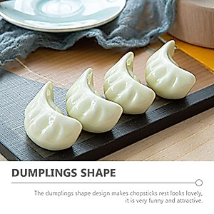 Zerodeko 4pcs Dumpling Chopstick Holder Cutlery Rest Dumpling Ornament Ceramic Chopstick Rest Dining Room Decor for Table Porcelain Chopsticks Rest Ceramics Chinese Style Spoon Rest