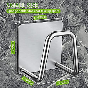 ANZNKU 2 Pack Silver Sponge Holder for Kitchen Sink Kitchen Organization Kitchen Storage, Kitchen Sink Sponge Holder, Strong Adhesive Small Sponge Holder-SUS304 Stainless Steel Kitchen Sink Organizer