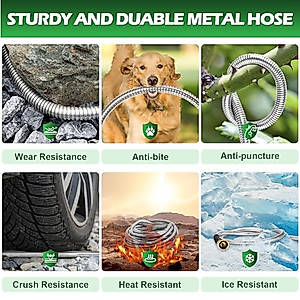 Metal Garden Hose 100 ft - Stainless Steel Water Hose 100ft with 10 Function Nozzle, No Kink, Flexible, Lightweight, Puncture & Rust Proof Metal Garden Hose for Yard, RV, Garden, Outdoor