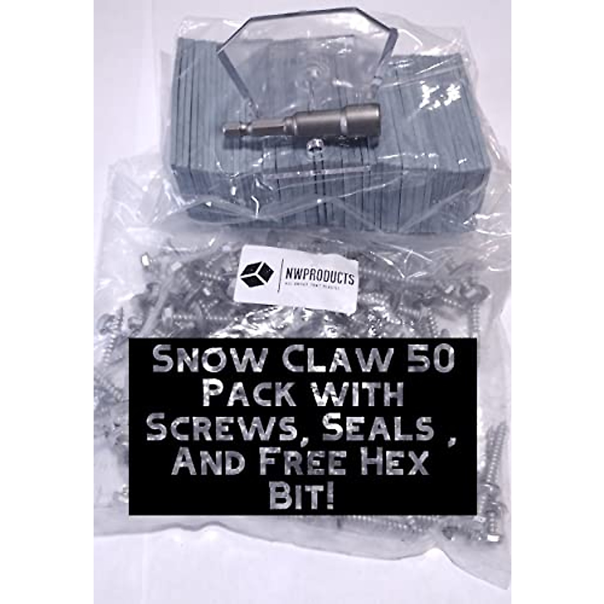 50 Snow Claw FB (Flat Bottom) with Sealing Gasket,100 Ruspert Screws, Free Hex bit !! Snow Guard,Ice Guard, Snow Guard for Metal Roofing