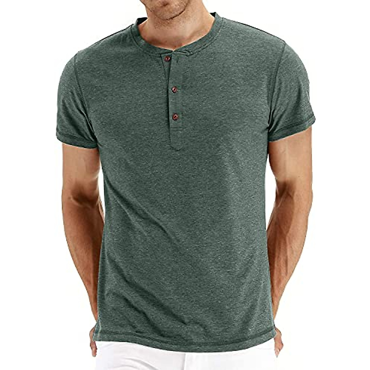 Sailwind Mens Henley Short/Long Sleeve T-Shirt Cotton Casual Shirt US Large VG Green