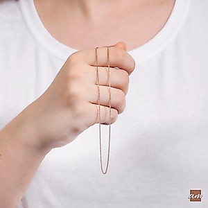 Amberta 14K Rose Gold Plated on 925 Sterling Silver 1.3 mm Curb Chain Necklace Length 18" inch / 45 cm (18)