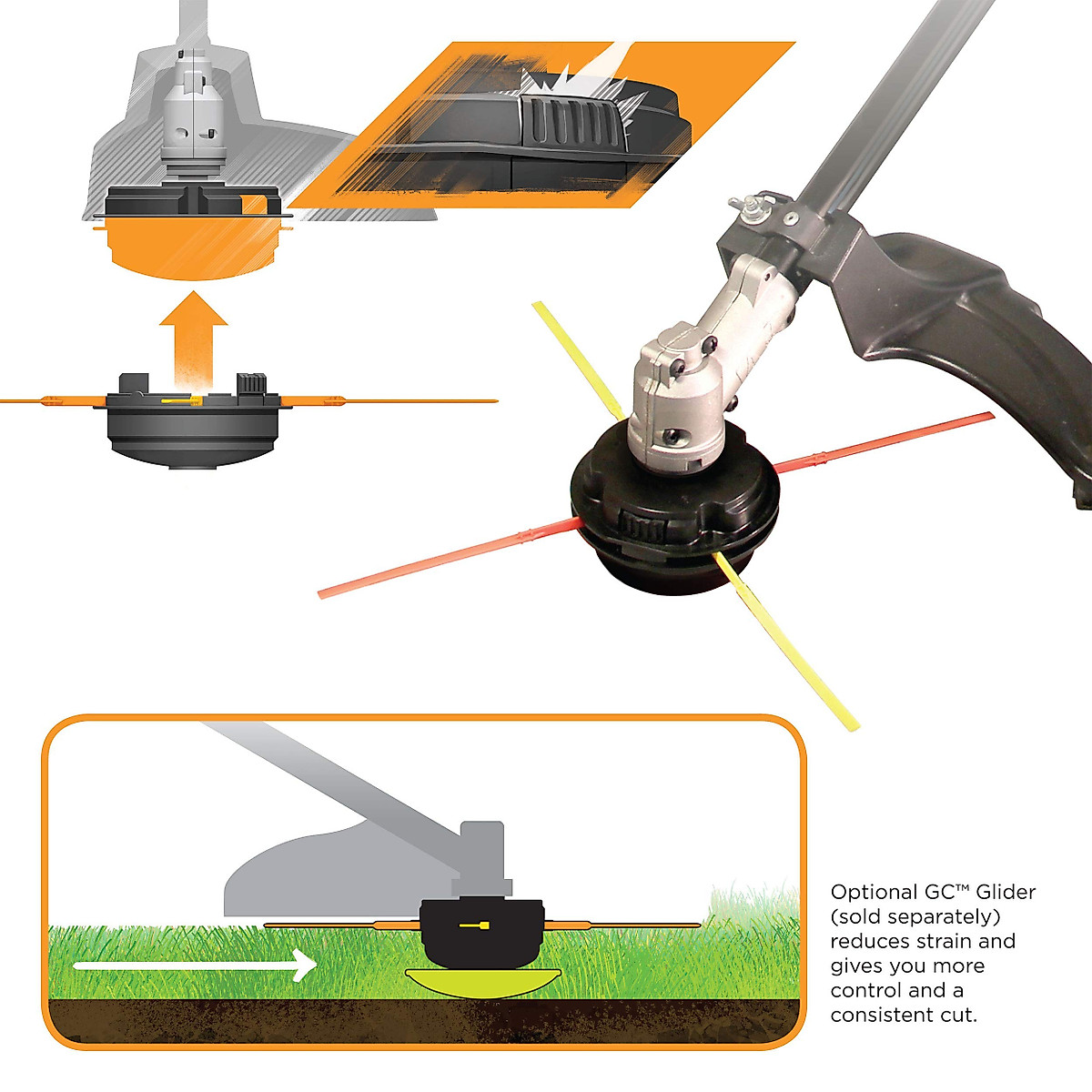 Aero-Flex® Universal Replacement Trimmer Head - Four Flexible line Blades - Fast & Easy to Change Flexible Blades | Saves Time - No More Trimmer Line