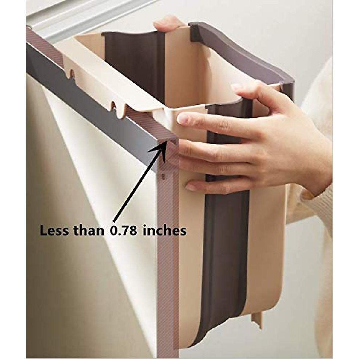 2.4 Gallon Rectangular Folding Hanging Trash Can, Trash Can for Kitchen, Bathroom, Powder Room, Bedroom, Office (Brown)The package comes with the free-tickets for separate dry and wet garbage