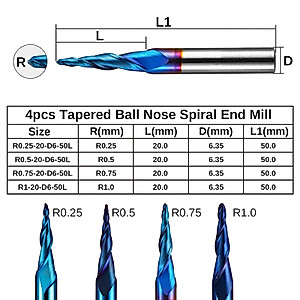 Genmitsu CNC Router Machine PROVerXL 4030 with GRBL Control + 4PCS 2-Flute Tapered Ball Nose Spiral End Mill (1/4’’ Shank)