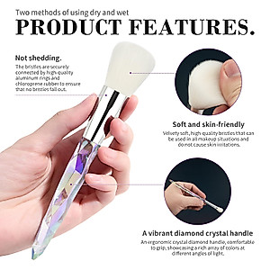 Makeup Brush Set 10 Piece Essential Make-up Brushes Kit for Powder Liquid Cream Cosmetics Blending Blush Concealer Brushes Transparent Plastic Handle (White)