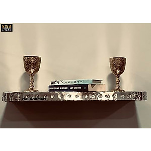 NauticalMart Floating Metal Shelf Silver Finish Deco Rack Aluminum Industrial Metal Urban Modern Design Aviator Inspired Aviation Rack Wall Mounted