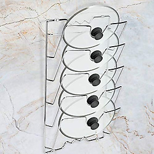 GLOGLOW Pan Lid Rack Cabinet Holder Lids Rack Hanging 5 Tier Pot Rack Ebay Cupboard with Poster Stand for Holder Poster Display Holder Shelf Pot Lid Holders