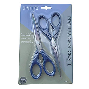 LIVINGO Scissors 7 Inch All Purpose Titanium Scissors Bulk 2 Pack, Left/Right Handed, Forged Stainless Steel Sharp Blade Shears Multipurpose for Home Offce School Student Sewing Fabric Craft Supplies