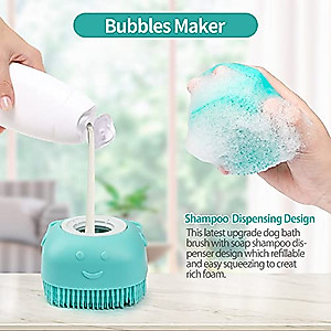 2Pack Dog Bath Brush, Soft Silicone Pet Shampoo Massage Dispenser Grooming Shower Brush for Short Long Haired Dogs and Cats Washing, ISWAYSTORE