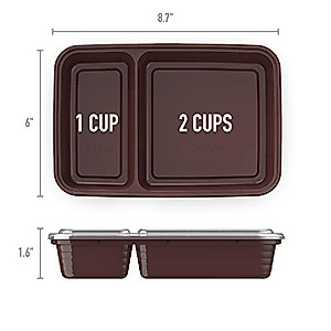 Bentgo Prep 2-Compartment Meal-Prep Containers with Custom-Fit Lids - Microwaveable, Durable, Reusable, BPA-Free, Freezer and Dishwasher Safe Food Storage Containers - 10 Trays & 10 Lids (Burgundy)