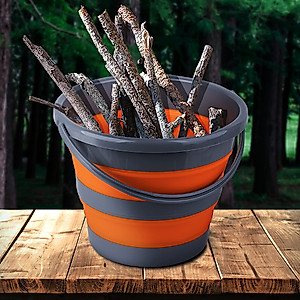 2 Pack Collapsible Sink with 1.32 Gal / 5L and 2.64 Gal / 10L, Foldable Round Tub, Space Saving Outdoor Waterpot for Garden or Camping, Portable Fishing Water Pail