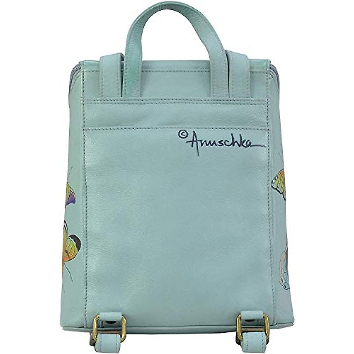 Anuschka Women’s Genuine Leather Backpack - Hand Painted Exterior - Butterfly Heaven