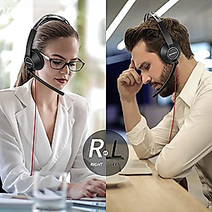 BINNUNE USB Headset with Microphone for Computer Laptop Zoom Conference Call Center, PC Office Wired Stereo Headphones Noise Cancelling Boom Mic…