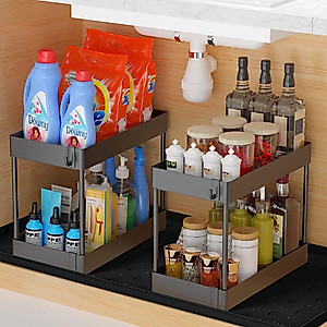 Sdpeia Under Sink Mat for [34" x 22" ] Cabinet, Silicone Under Sink Liner, Kitchen Cabinet Liner Holds Over 2.2 Gallons, Cabinet Protector, Under Sink Tray for Drips, Leaks, Spills (Black)