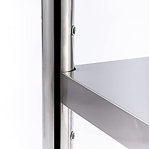 TECSPACE Stainless Steel Work Table with Wheels 24"x18", Commercial Heavy Duty Work Table with Under Shelf and Casters, Prep & Work Table for Home Kitchen Restaurant (24 x 18 x 34 Inch)