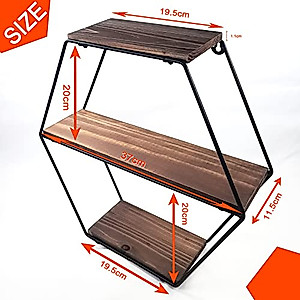 DECOCIAGA House Wall Metal Wood Floating Shelves,Black Decor Storage Shelf for Bathroom Kitchen Living Room&Coffee Table,Apartment Decorative Shelves-Not Require Assembly