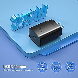 Super Fast Charger Type C,2Pack 25W USB Type C Fast Wall Charger Block with 10FT C Charging Cable for Samsung Galaxy S22/S22 Ultra/S22+/S21/S21 Ultra/S21+/S20/S20 Ultra/Note 20 Ultra/Note 10/Z Fold 3