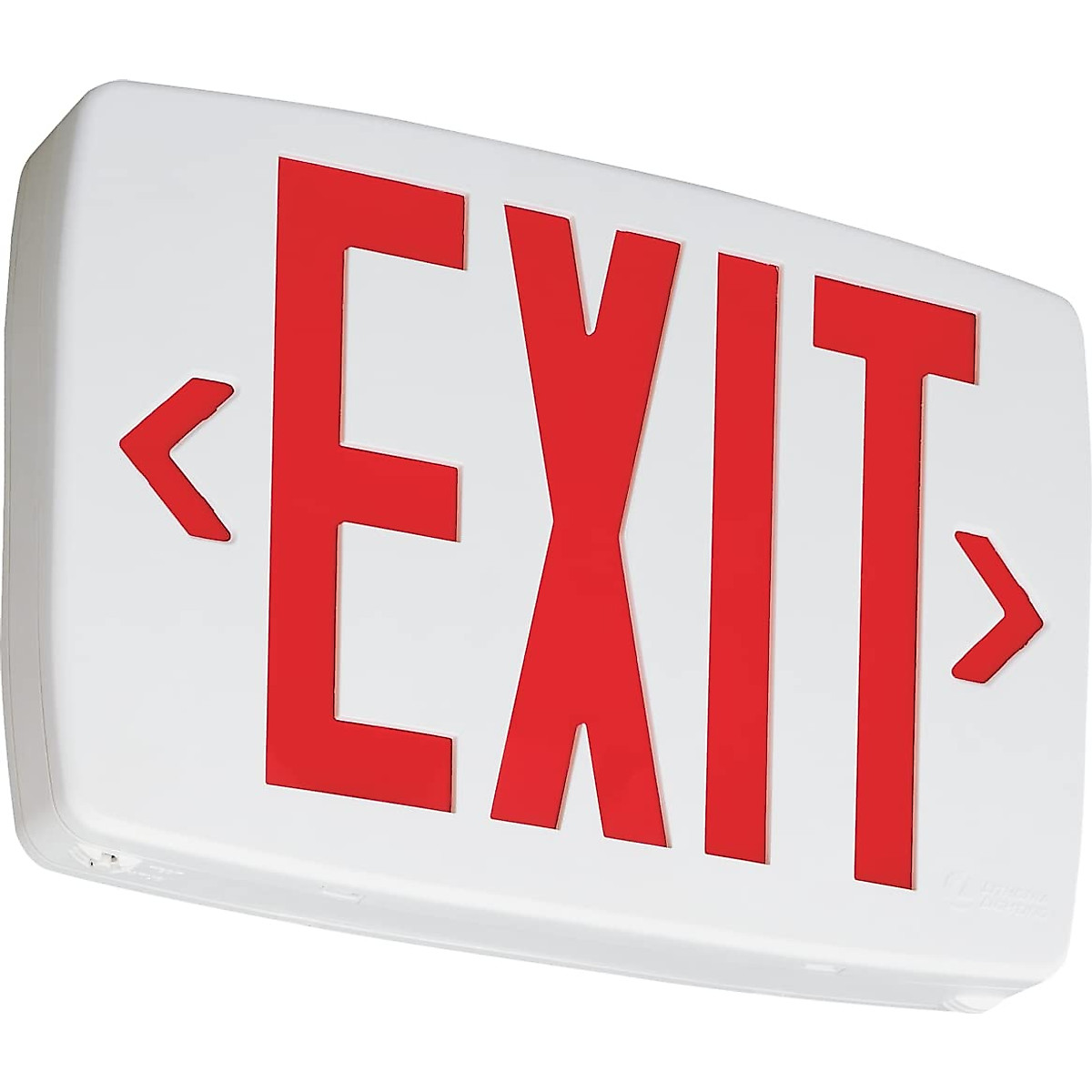 Lithonia Lighting LQM S W 3 R 120/277 EL N M6 Quantum Thermoplastic LED Emergency Exit Sign with Stencil-Faced White Housing and Red Letters with Nickel Cadium battery