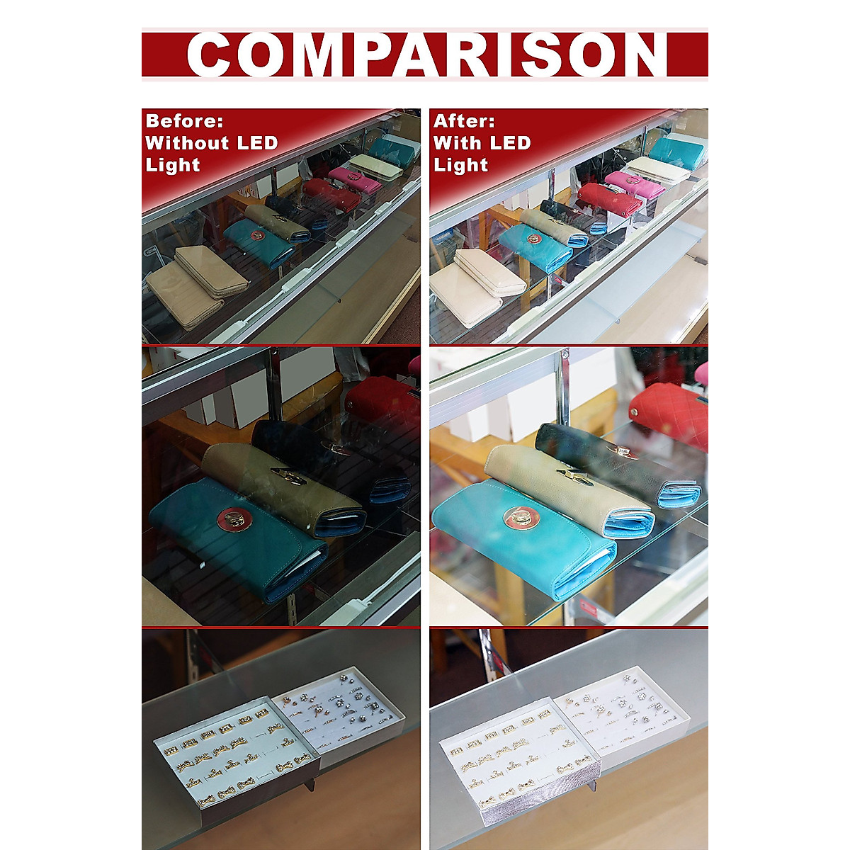 Crystal Vision Premium Pre-Installed LED Kit for Showcase, Display Case, Under Cabinet LED & Dressing Room Mirror - 12.5ft (W/Dimmer)