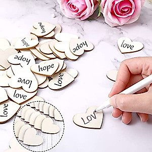 Wooden Hearts Guest Book Hearts Set 150 Pcs Small Wooden Hearts Cutouts and 2 Pcs Big Wood Heart Wooden Heart Guest Book Alternative Christmas Tree Ornament for Wedding Baby Shower Guest Sign