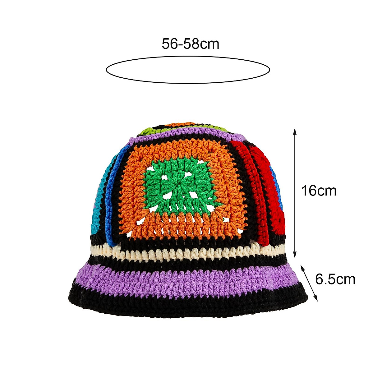 Women Crochet Hat Floral Crochet Bucket Hat Knitted Hats Fish Hat Travel Outdoor Handmade Knit Hats Fishing Hat Beach Hat Colorful