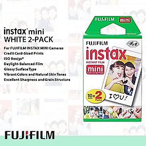 Fujifilm Instax Mini 11 Instant Camera Blush Pink Bundle with Instax Mini Twin Pack Film + Glitter Photo Album Holds 64 Photos + Groovy Case + Cloth (5 Items)