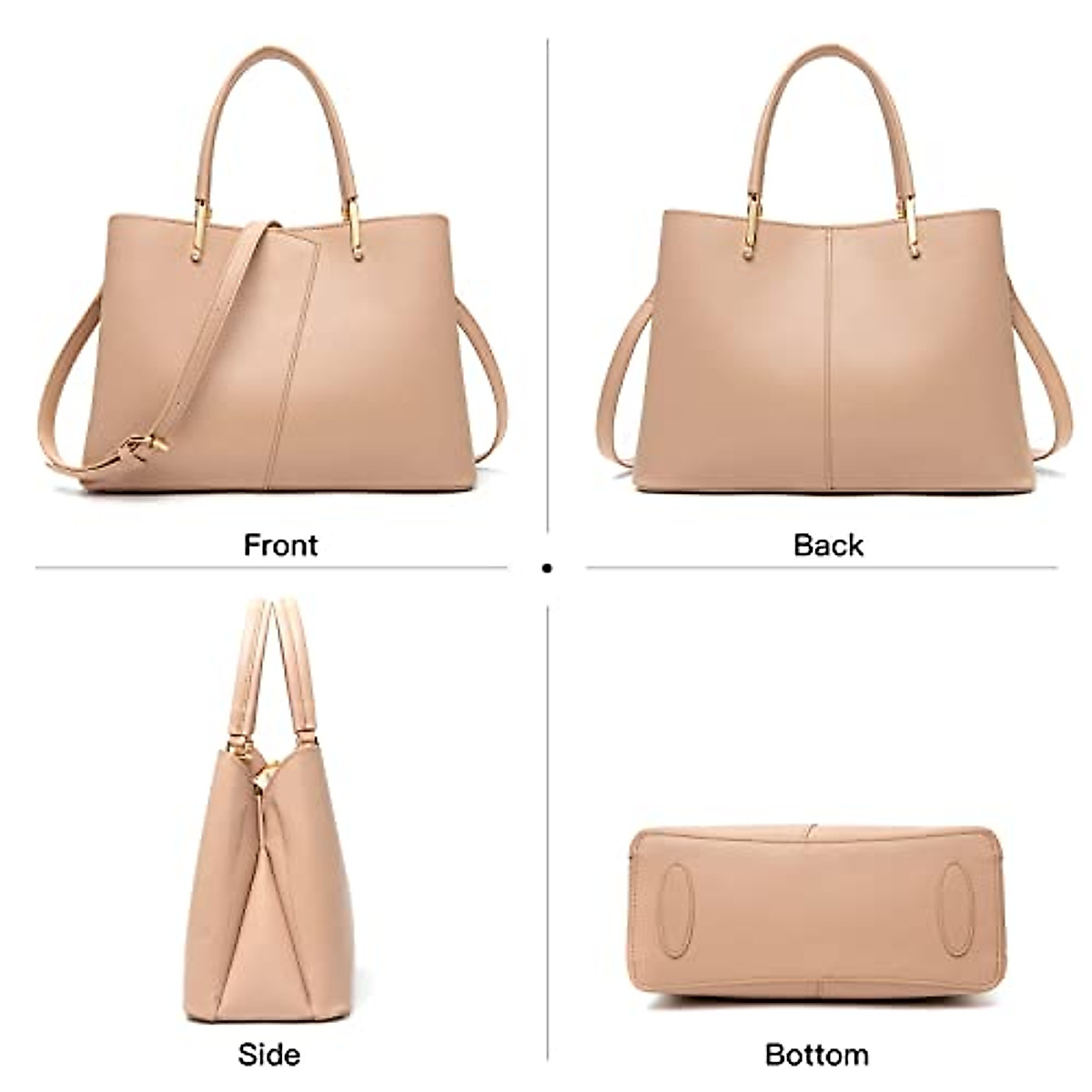 HENG REN Women's Handbags Shoulder Bags,Upgraded Version Medium Classical Style Purses Top Handle Satchel Bag for daily. (apricot)