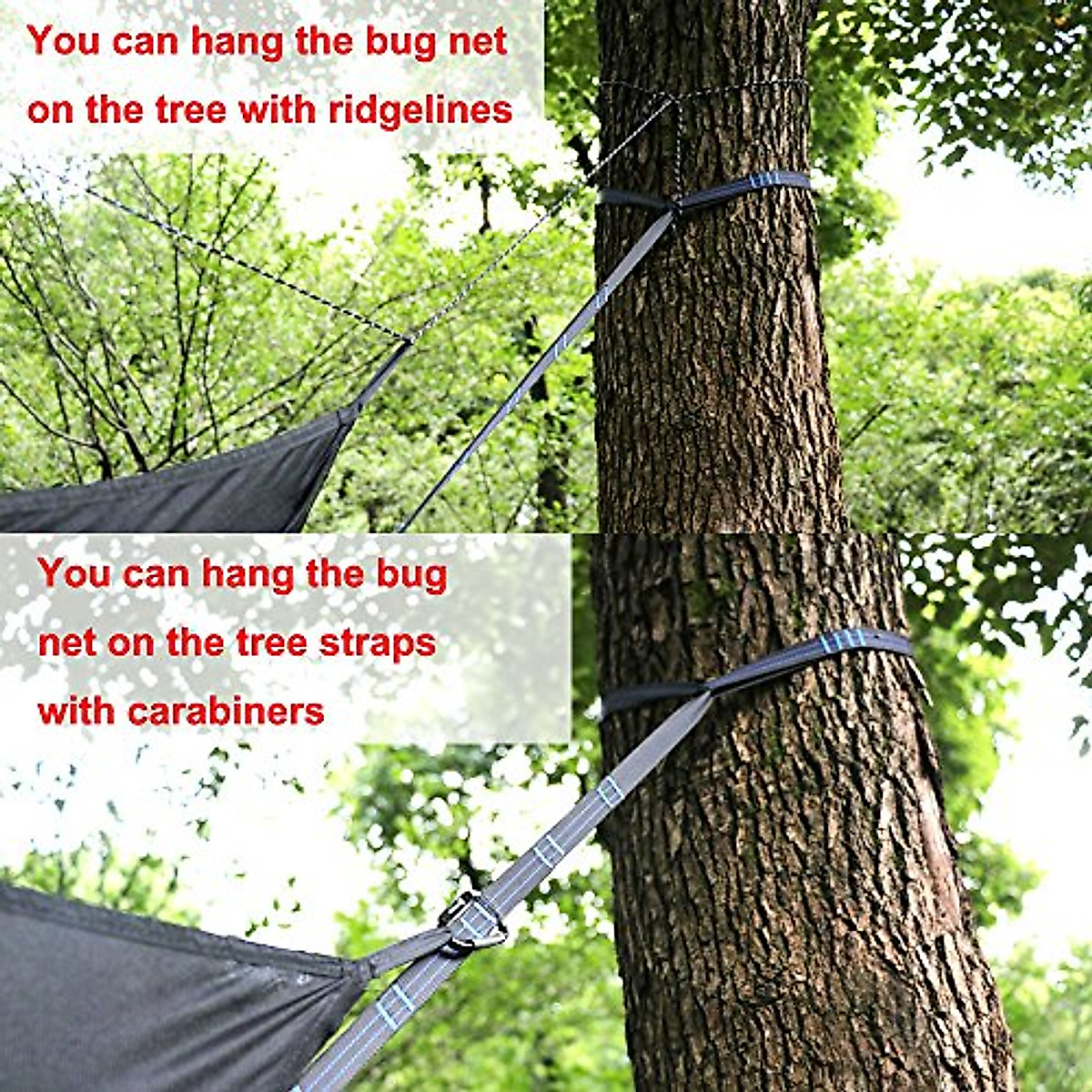 Hammock Bug Net - 12' Hammock Mosquito Net Fits All Camping Hammocks, Compact, Lightweight and Fast Easy Set Up, Security from Bugs and Mosquitoes, Essential Camping and Survival Gear (Black)