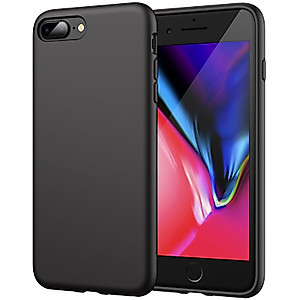 JETech Silicone Case for iPhone 7 Plus, iPhone 8 Plus, 5.5 Inch, Silky-soft touch Full-Body Protective Case, Shockproof cover with Microfiber Lining, Black