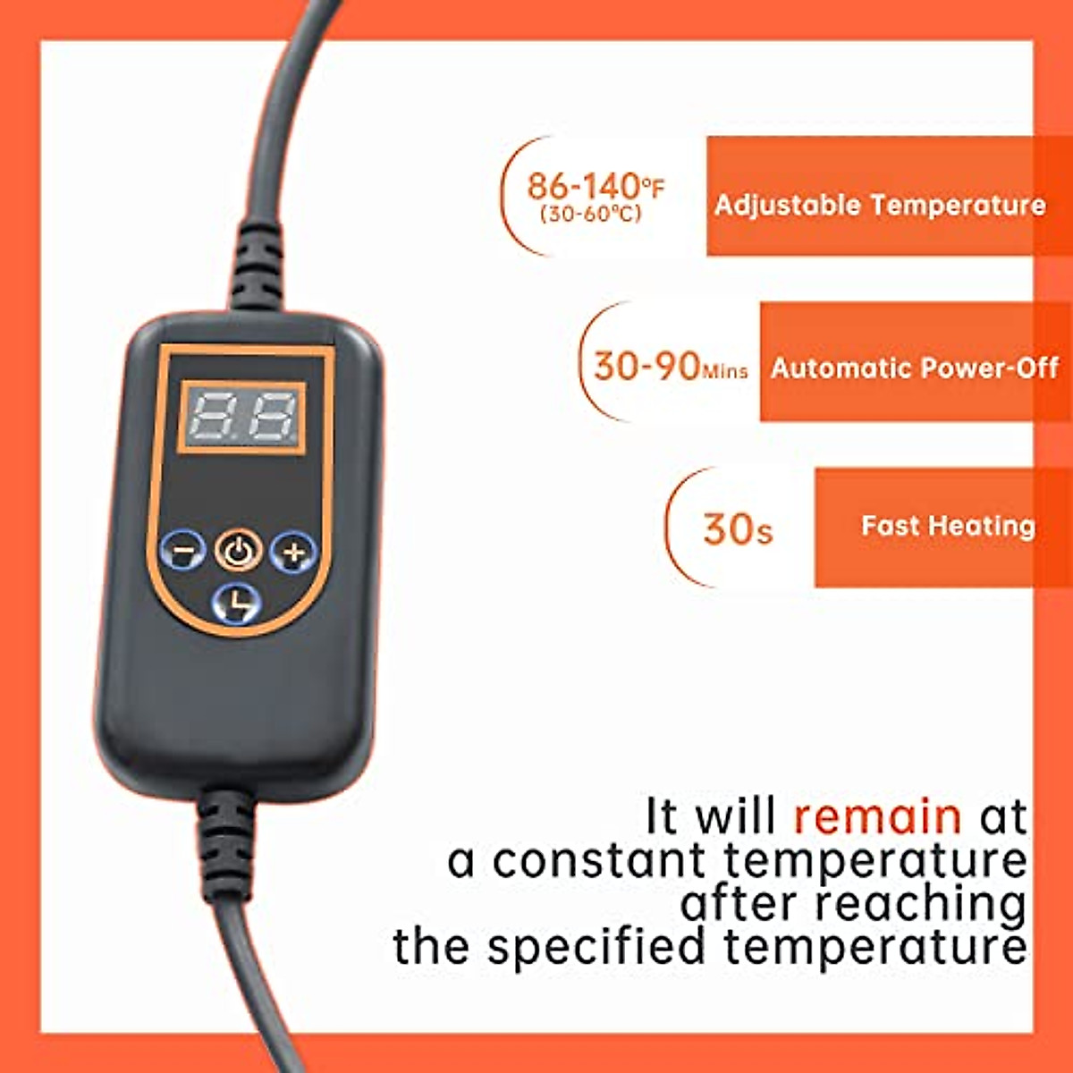 OLYDON Heated Pad for Office Chair, Square Leather Heating Pad with Auto Shut Off & Intelligence Temperature Controller, Universal Seat Warmer for Home, Office Chair (Black)