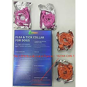 4 Pack Flea Collar for Dogs, 32 Months Flea and Tick Prevention for Dogs, Adjustable Flea and Tick Collar for Dogs Puppies, Waterproof Dog Flea Collar, Natural Dog Flea and Tick Treatment(Pink&Orange)