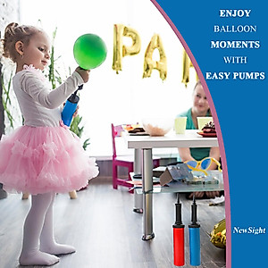 Red & Blue 2-Pack Manual Balloon Pump, Two-Way Handheld Air Pump for Kids’ Party Balloons Supplies Accessories, Balloon Inflator by Hand, Manual Pump for Children's Balloon