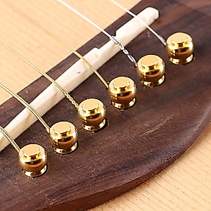 6 PCS Guitar Bridge Pins Brass For Acoustic Guitar,With Bridge Pins Remover Puller