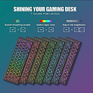 RedThunder 60% Wireless Gaming Keyboard, Rechargeable RGB Backlit Ultra Compact Mini Gaming Keyboard, Ergonomic Waterproof Mechanical Feeling Keyboard for PC, MAC, Laptop, PS4, PS5, Xbox ONE Gamer