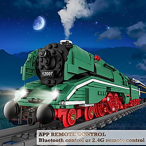 JMBricklayer German Express Train Building Kit - RC Steam Train Building Block Toy, Scale Model Train with Train Tracks, Adult Engine Vehicle City Set, Gift Toys for Teens Age 14+/Adults(2348 Pieces)