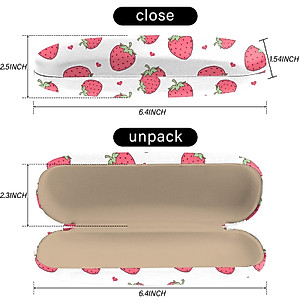 BHAHB Eyeglasses Case Hard Shell Protective Case for Glasses,Eyeglass Holder Box with Cleaning Cloth for Unisex Women Girls Men Cute Aesthetic Classic-Strawberry