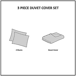 INK+IVY Dora Organic Cotton Duvet Set, Chambray with Textured Clipped Yarns and Tufted Geometric Design, Breathable, All Season Boho Bedding, Matching Shams, King/Cal King(104"x92") Blue 3 Piece