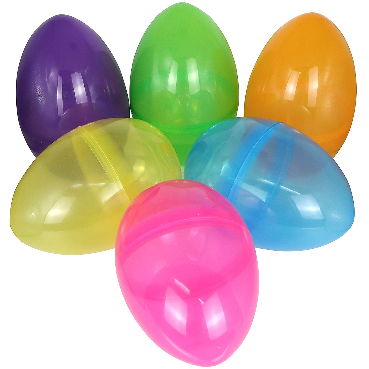 JOYIN 10" Jumbo Easter Eggs, 6PCS Clear Plastic Giant Eggs Empty Fillable for Easter Filling Treats Party Favor Hunt Classroom Prize Supplies Decoration