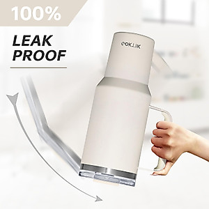 COKTIK 40 oz Tumbler With Handle and Straw Lid, 2-in-1 Lid (Straw/Flip), Vacuum Insulated Travel Mug Stainless Steel Tumbler for Hot and Cold Beverages,Easy to Clean (Beige)