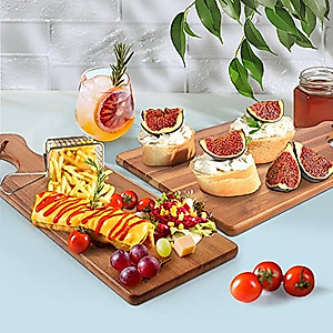 HOMEXCEL Wood Cutting Board, Cheese Board Charcuterie Board with Handle, Wooden Serving Tray for Cheese, Bread, Meat, Vegetables, Fruits, 17"X11"bundle with 17"X6"(2 Pack)