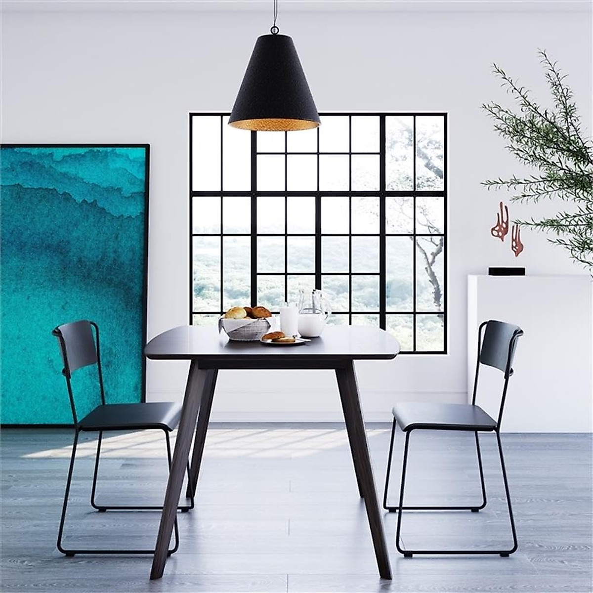 Flats & Castles Wesley Mid-Century Modern Square Dining Table 36" (Charcoal Walnut)