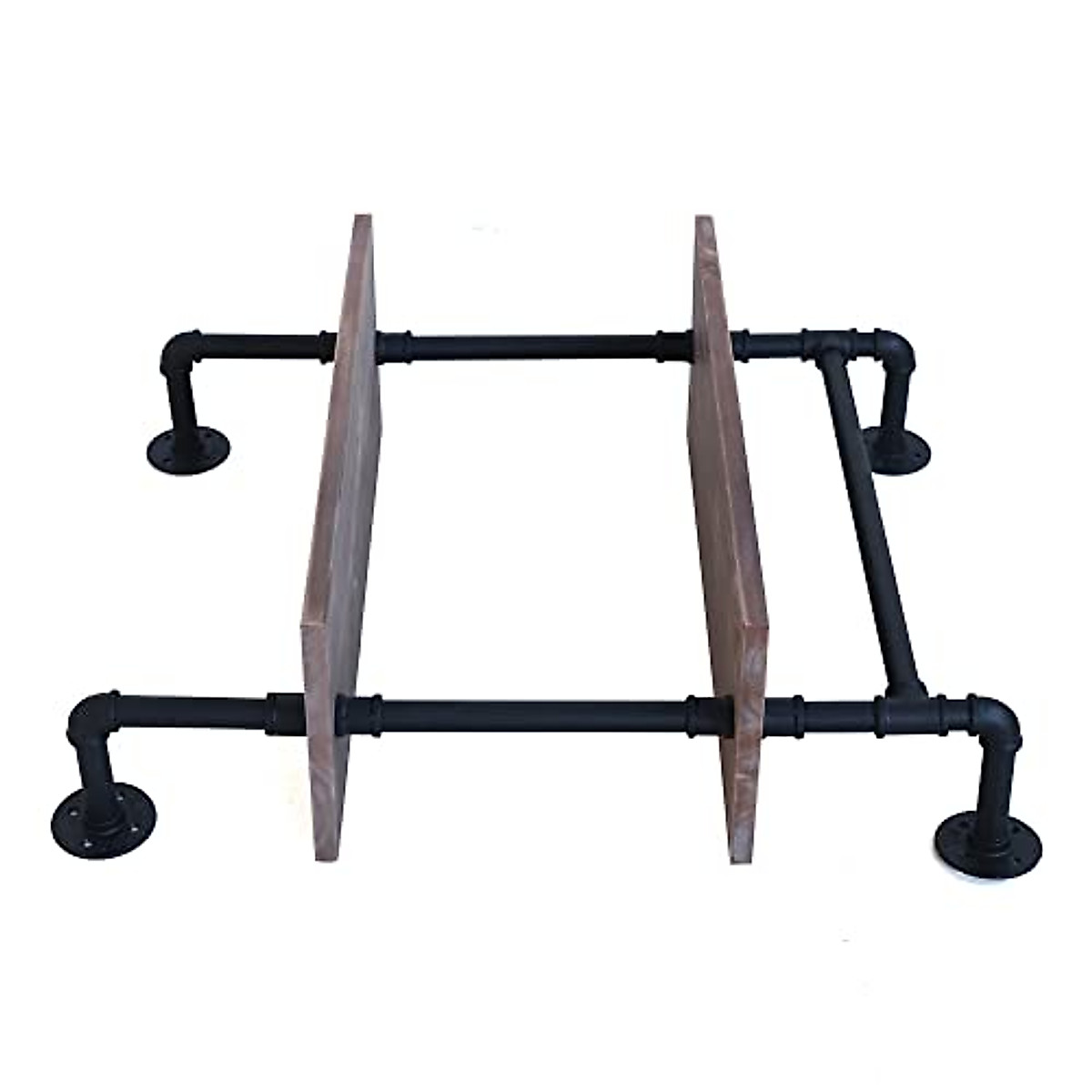 TFCFL 2 Tier Wall-Mounted Industrial Wood Shelving, Rustic Metal Floating Shelves Real Wood Book Shelves Wall Shelf Unit Bookshelf Hanging Wall Shelves for Farmhouse Kitchen Bar, 24x9.89x30.9inch